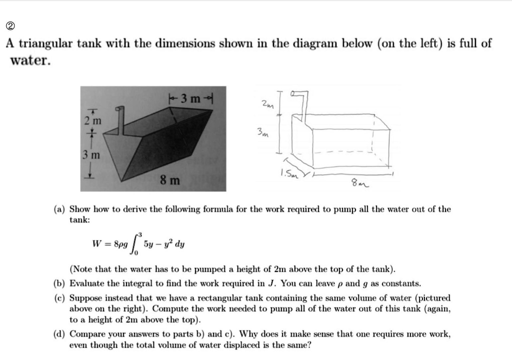 SOLVED: A triangular tank with the dimensions shown in the diagram ...