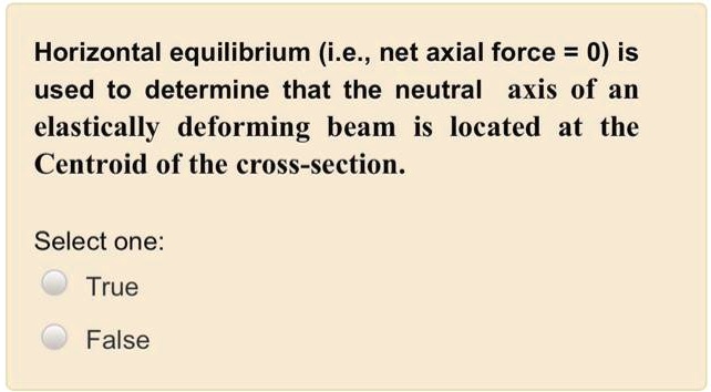 SOLVED: Horizontal equilibrium, i.e., net axial force = 0, is used to ...