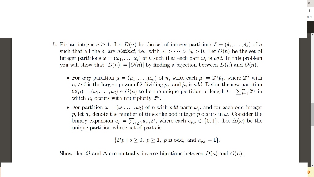 Solved 5 Fix An Integer N 1 Let Dn Be The Set Of Integer