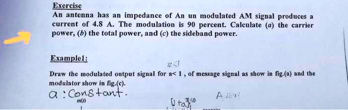 SOLVED: Exercise: An antenna has an impedance of 50 ohms. An unmodulated AM signal produces a ...