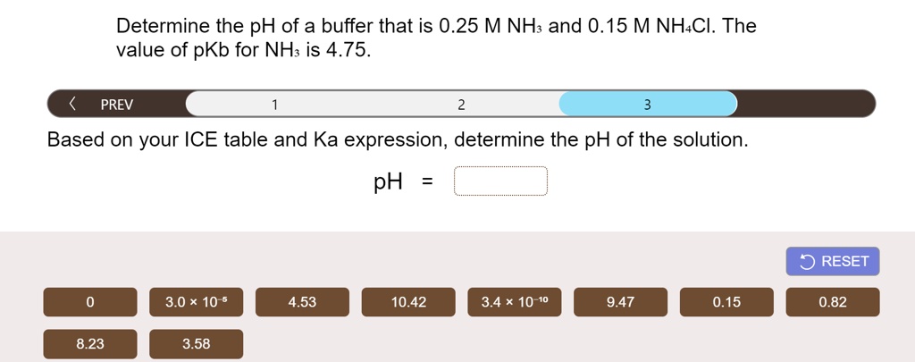 determine the ph of a buffer that is 025 m nh and 015 m nh ci the value of pkb for nh is 475 ...