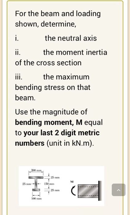 For the beam and loading shown, determine, i. the neutral axis ii. the ...
