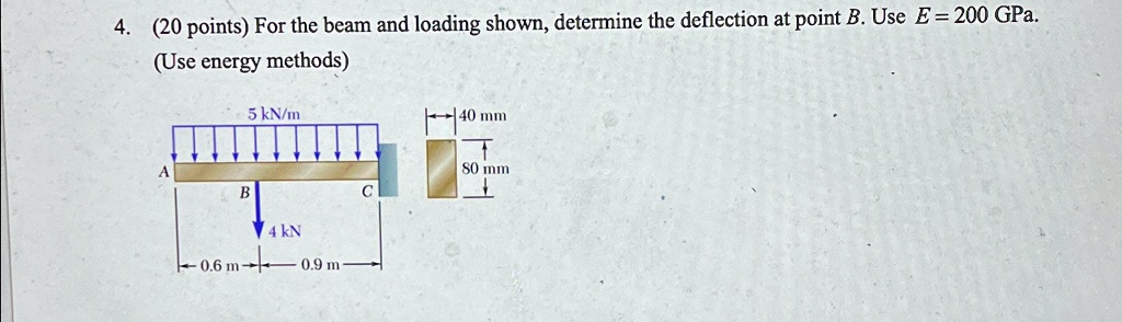 4. (20 points) For the beam and loading shown, determine the deflection ...