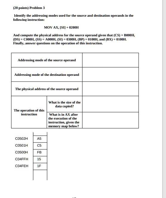 VIDEO solution: Text: (20 points) Problem 3 Identify the addressing ...