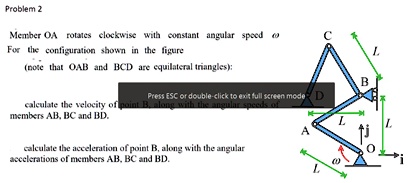 SOLVED: Problem 2 Member OA rotates clockwise with constant angular ...