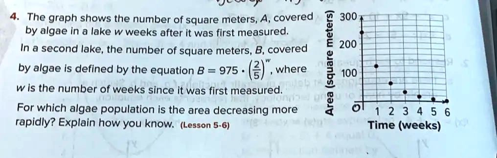 SOLVED: 4. The graph shows the number of square meters, A, covered 300 ...