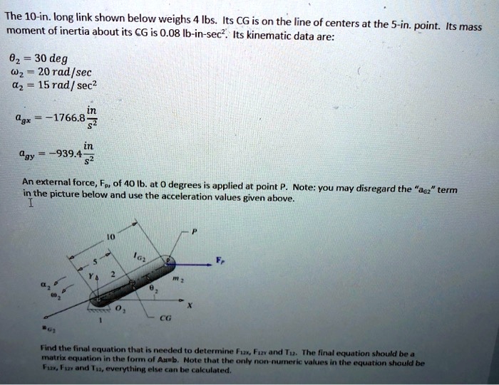 SOLVED: The 10-inch long link shown below weighs 4 lbs. Its CG is on ...