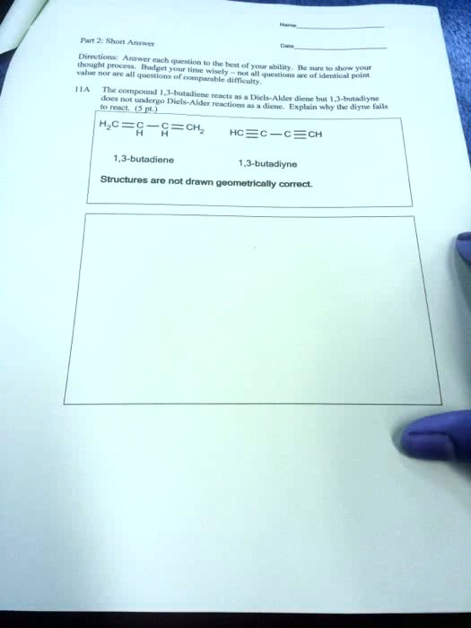 SOLVED: ' The compound 1,3-butadiene reacts as a Diels-Alder diene but 1,3-butadiyne does not ...