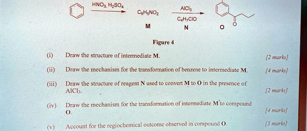 Part V Tosyl chloride C6H5CH3 C7H7NO2 M Figure 4 (i) Draw the structure ...
