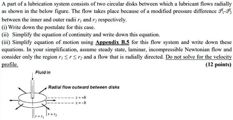 SOLVED: A part of a lubrication system consists of two circular disks between which a lubricant ...