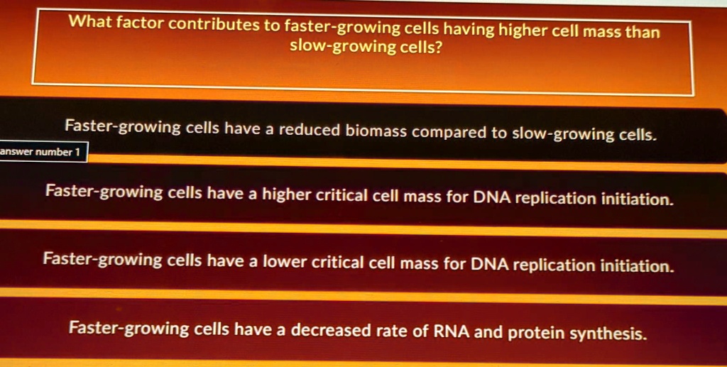 SOLVED: What factor contributes to faster-growing cells having higher ...