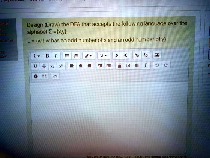 Solved Design Draw The Dfa That Accepts The Following Language Over The Alphabet X Y L