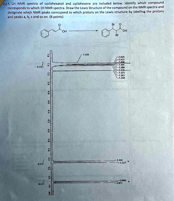 10) A 1H NMR spectra of cyclohexanol and cyclohexene are included below. Identify which compound ...