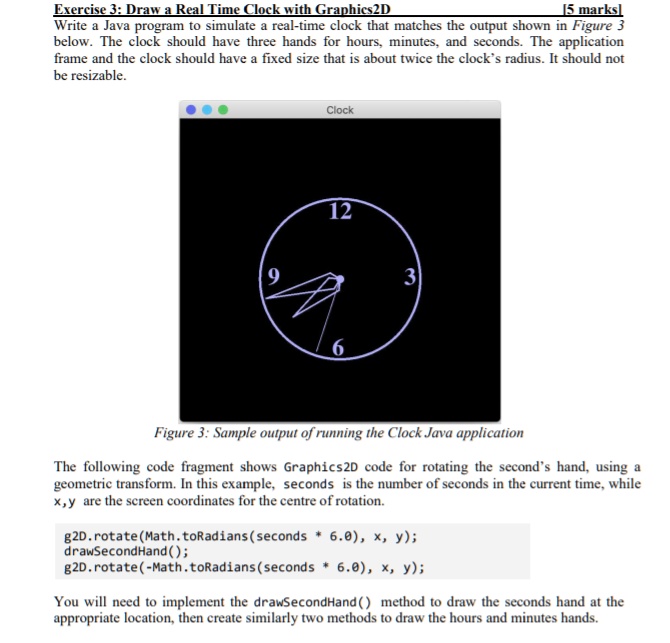 Solved Jpanel Java Exercise 1 Draw A Real Time Clock With Graphics Write A Java Program To 6357