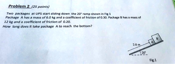 SOLVED: Problem 2(25 points) Two packages at UPS start sliding down the ...