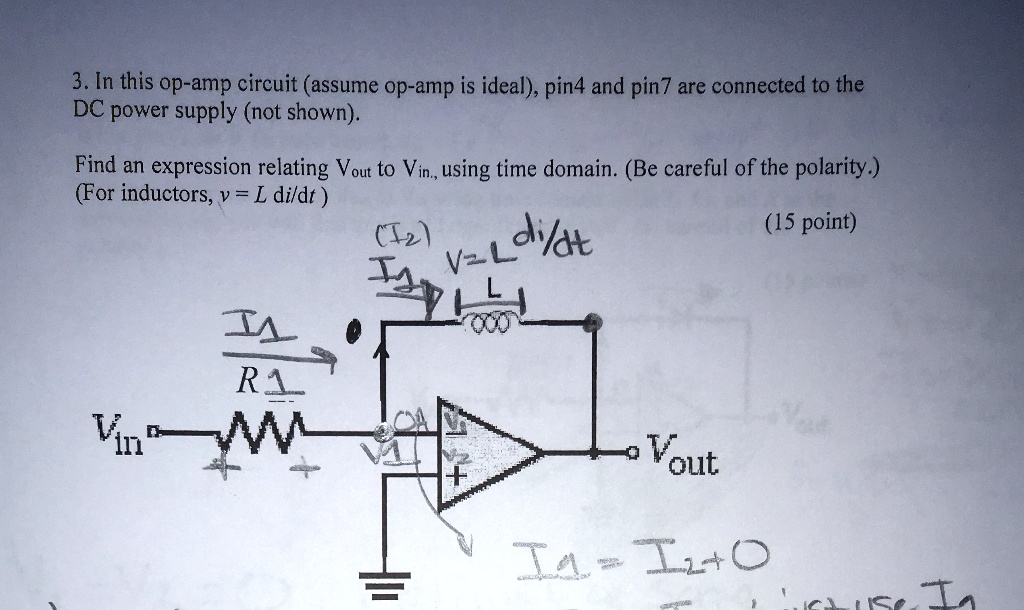 SOLVED: In this op-amp circuit (assuming the op-amp is ideal), pin 4 ...