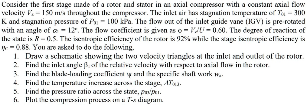 Consider the first stage made of a rotor and stator in an axial ...