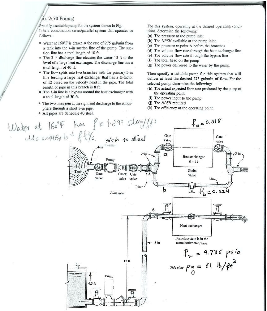 270 points specify a suitable pump for the system shown in fig it is a ...