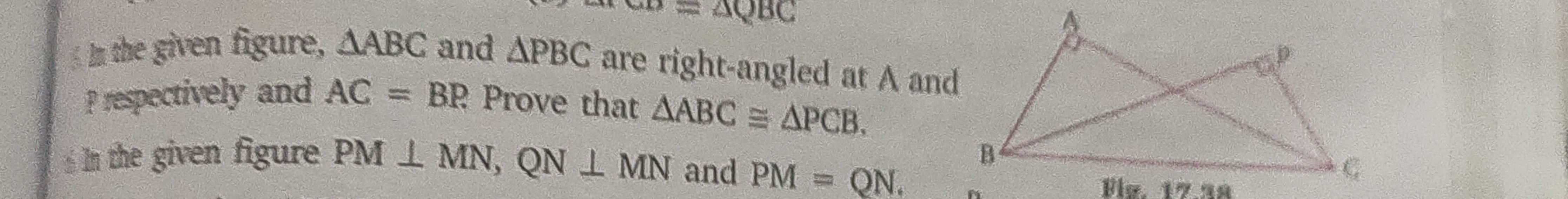 Tht the given figure, A B C and PBC are right-angled at A and prapectively and A C=B P. Prove ...