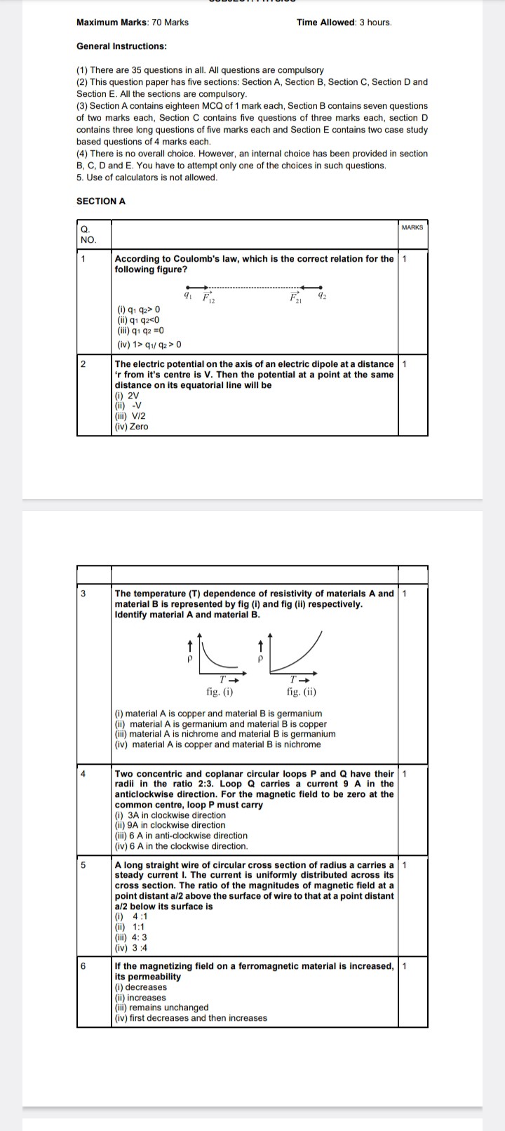 Maximum Marks: 70 Marks Time Allowed: 3 hours. General Instructions: (1) There are 35 questions ...