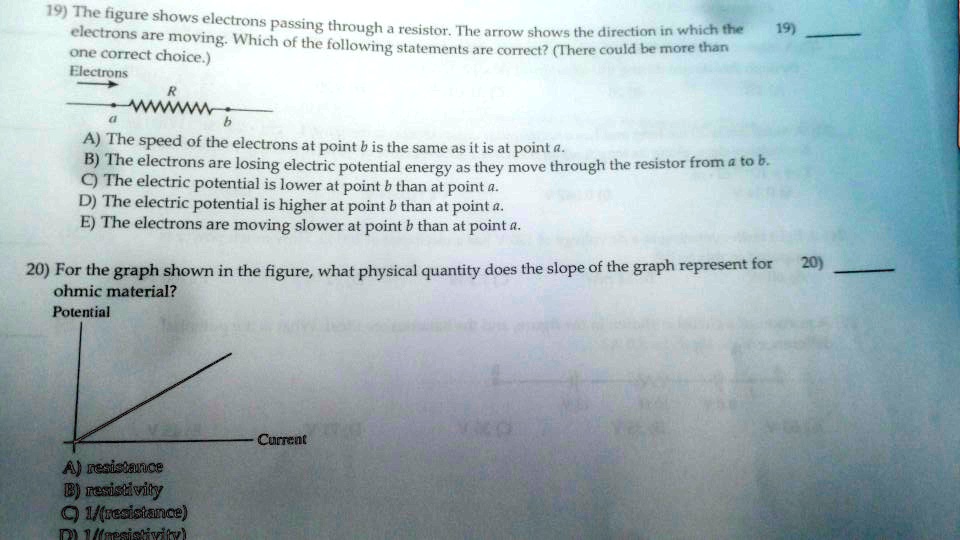 19 the tigure shows electrons electrons are passing through resistor ...