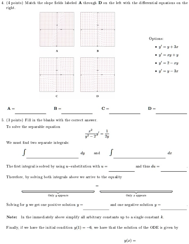 SOLVED: (4 points) Mach the slpe fields labeled right through the left ...