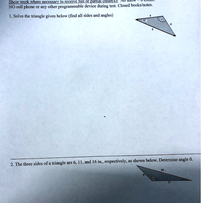 SOLVED: Show Work Where necessary to receive Full Credit. No cell phone or any other ...