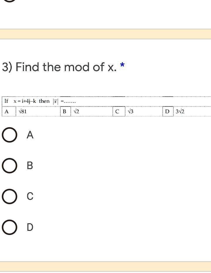 SOLVED: 'Find the mod of x. *Captionless ImageABCD'