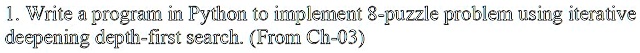 Solved 1 Write A Program In Python To Implement 8 Puzzle Problem Using Iterative Deepening