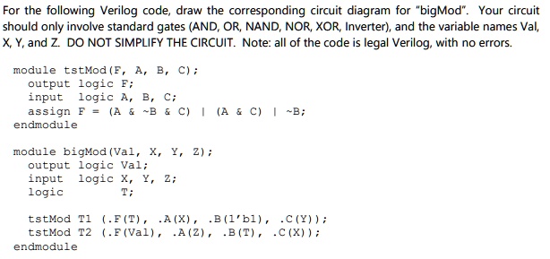 Solved For The Following Verilog Code Draw The Corresponding Circuit