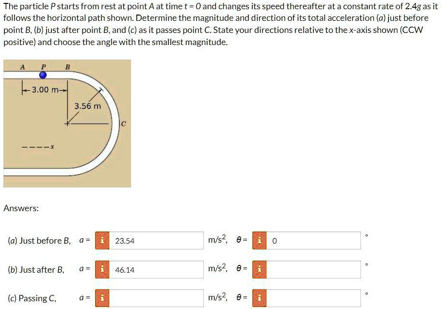 SOLVED: The particle P starts from rest at point A at time t = 0 and changes its speed ...