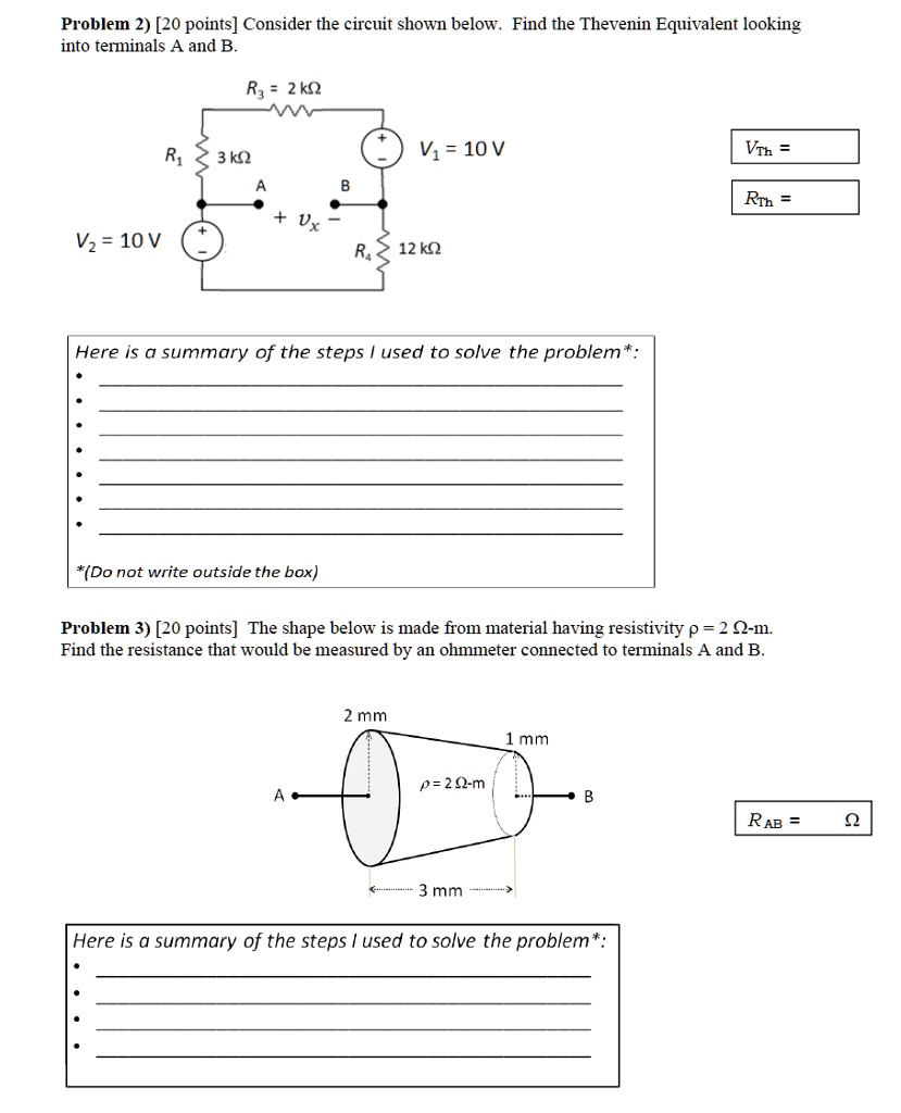 SOLVED: Problem 2 [20 points] Consider the circuit shown below. Find ...