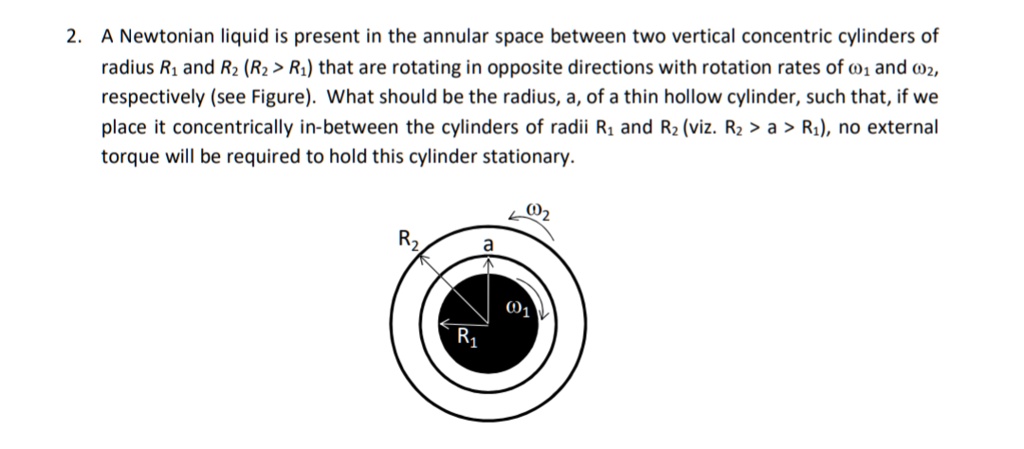 SOLVED: A Newtonian liquid is present in the annular space between two ...
