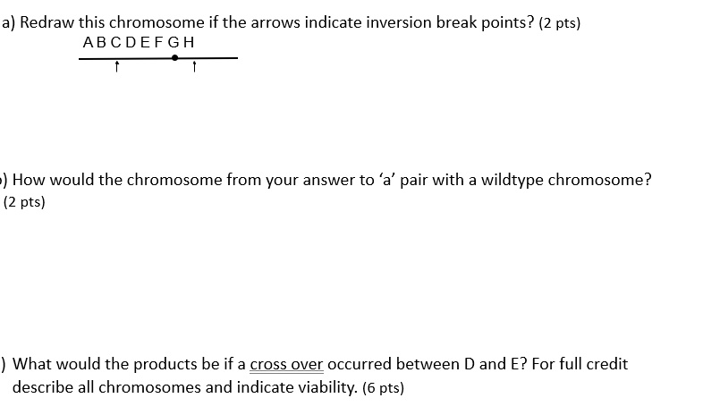 SOLVED: a) Redraw this chromosome if the arrows indicate inversion ...