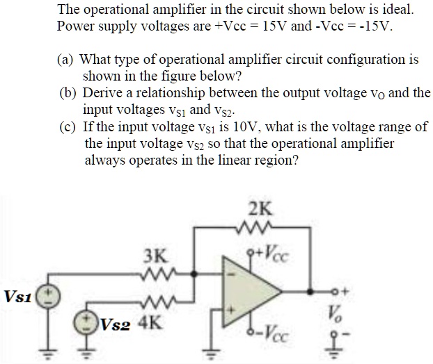 The operational amplifier in the circuit shown below is ideal. Power supply voltages are +Vcc ...