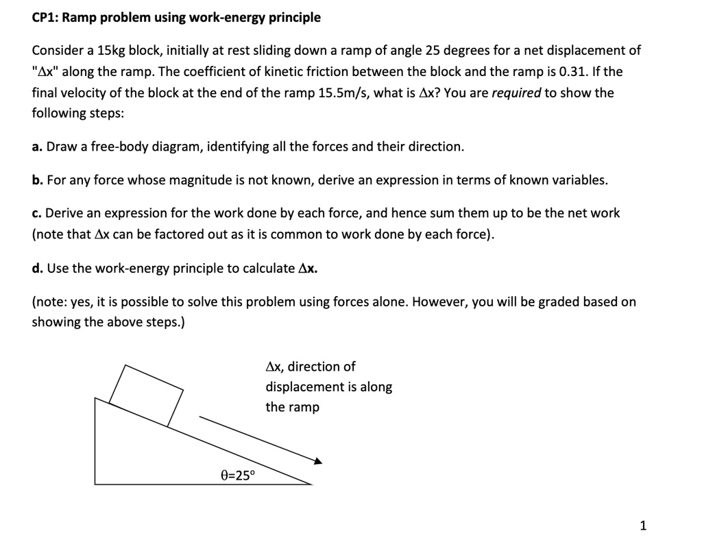 cp1 ramp problem using work energy principle consider a 15kg block ...