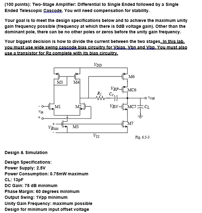 (100 points): Two-Stage Amplifier: Differential to Single Ended ...