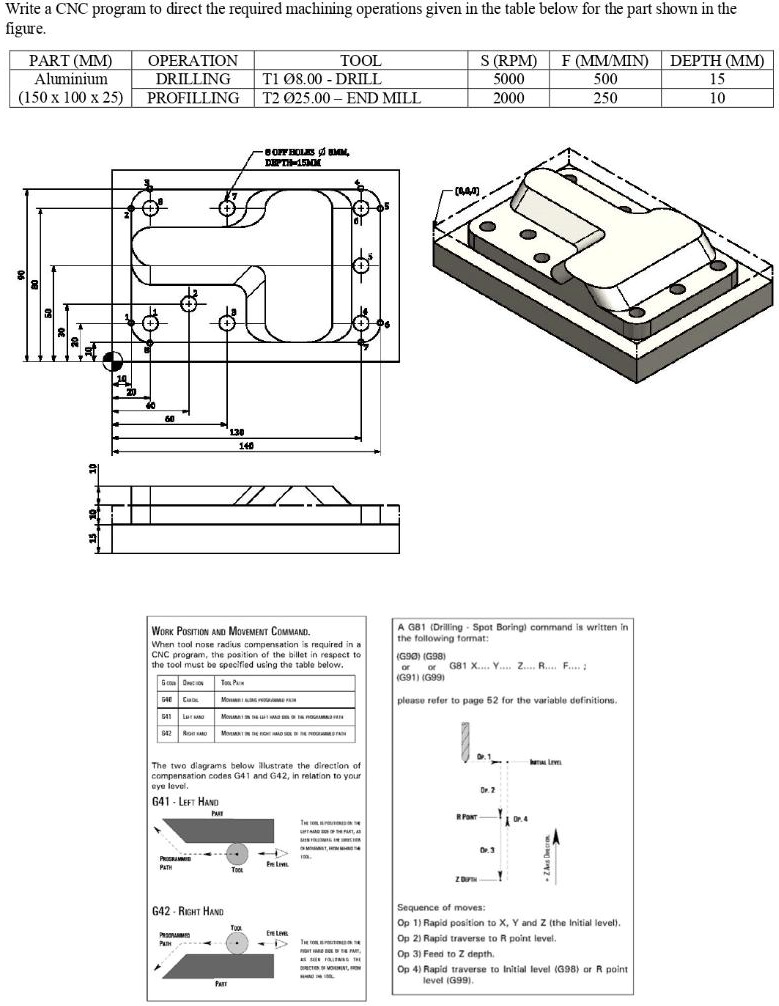 SOLVED: Write a CNC program to direct the required machining operations ...