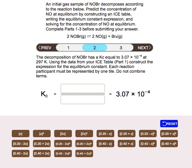 an initial gas sample of nobr decomposes according to the reaction ...