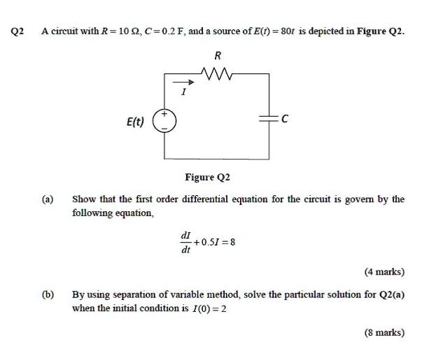 a circuit with r 10 0 c 02 f and source of et 8ot is depicted in figure q2 q2 et figure q2 show ...