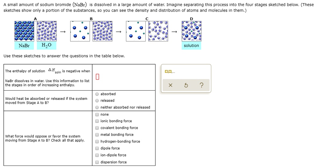 A small amount of sodium bromide (NaBr) Is dissolved in large amount of ...