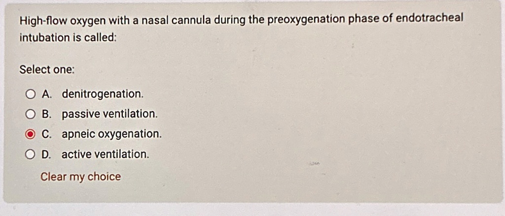high flow oxygen with a nasal cannula during the preoxygenation phase ...