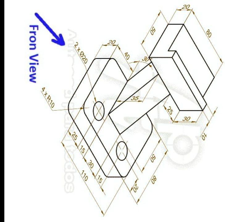 SOLVED: Draw and dimension given 3D parts using Autocad software with appropriate layers and ...