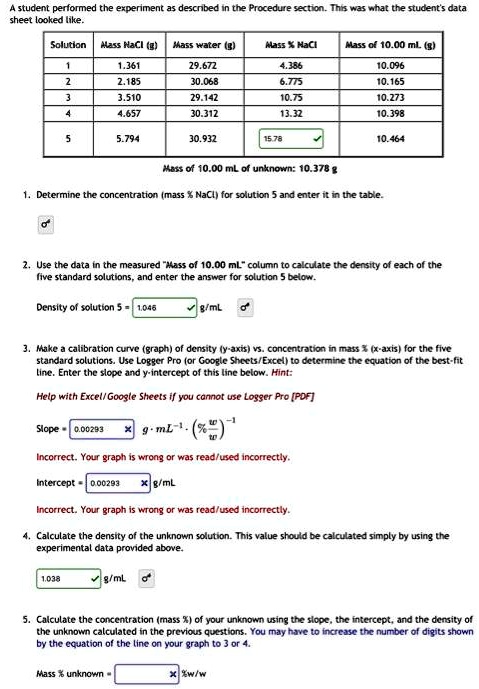 SOLVED: A student performed the experiment as described in the Procedure section. This was what ...