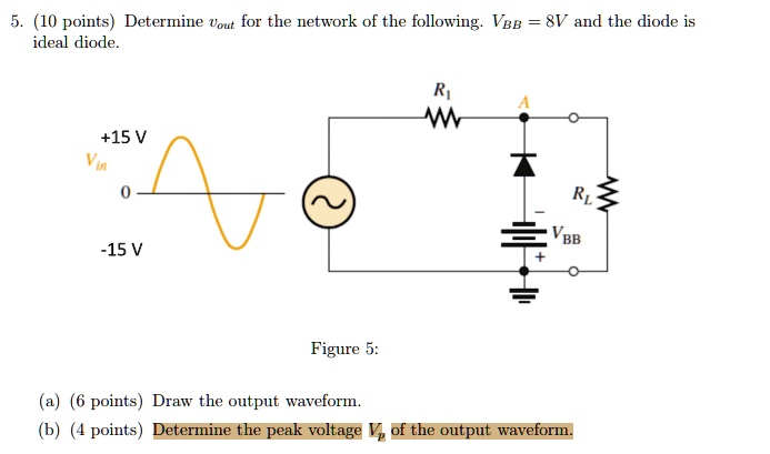SOLVED: 5. (10 points) Determine vout for the network of the following. VBB = 8V and the diode ...