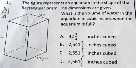 SOLVED: The figure represents an aquarium in the shape of the ...