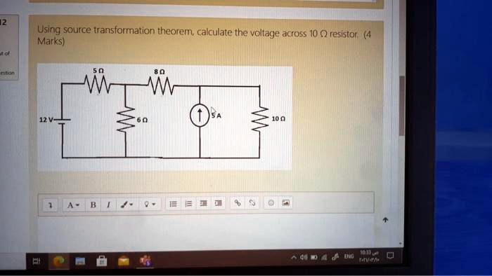 Solved Using Source Transformation Theoremcalculate The Voltage Across 10 Q Resistor4 Marks Te 9692