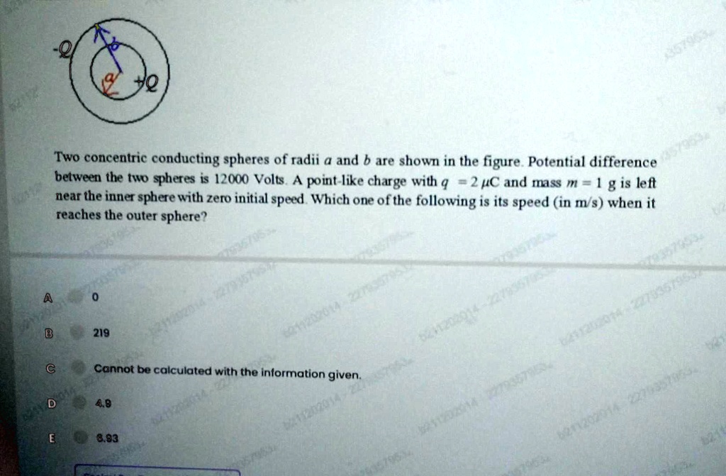 SOLVED: Two concentric conducting spheres of radii a and b are shown in ...