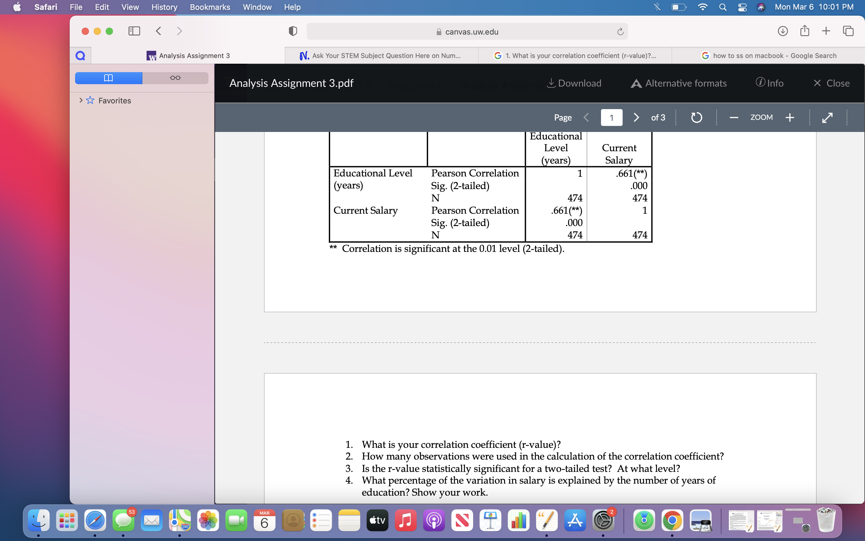 Solved 1 What Is Your Correlation Coefficient R Value 2 How Many Observations Were Used In