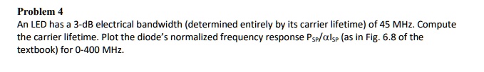 Problem 4 An LED has a 3-dB electrical bandwidth (determined entirely ...